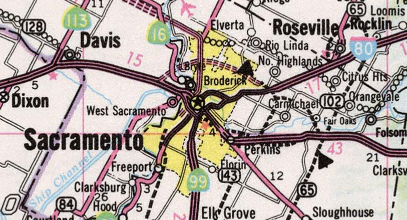 US Route 50 in West Sacramento and Sacramento (hidden Interstate 305)