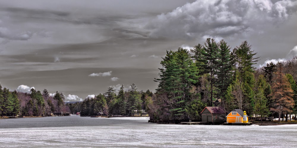 Adirondack Photography: The Yellow Boathouse in Early Spring - Old ...