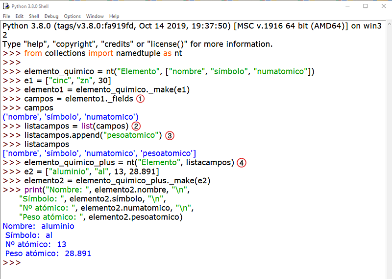 APRENDER A PROGRAMAR CON PYTHON: NAMEDTUPLES