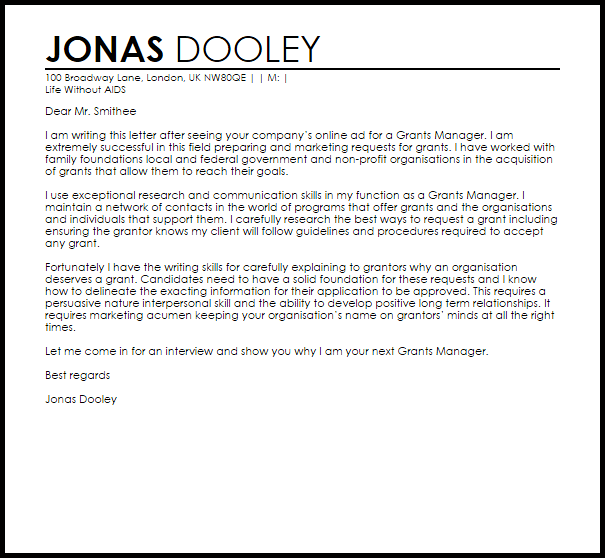 Cover Letter For Grant Examples Sample Letter cover-letter-for-grant-examples-sample-letter