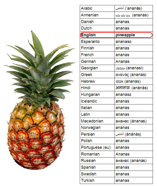 Ο ανανας σε διαφορες γλωσσες... ~ ΑΣΥΝΗΘΙΣΤΟ
