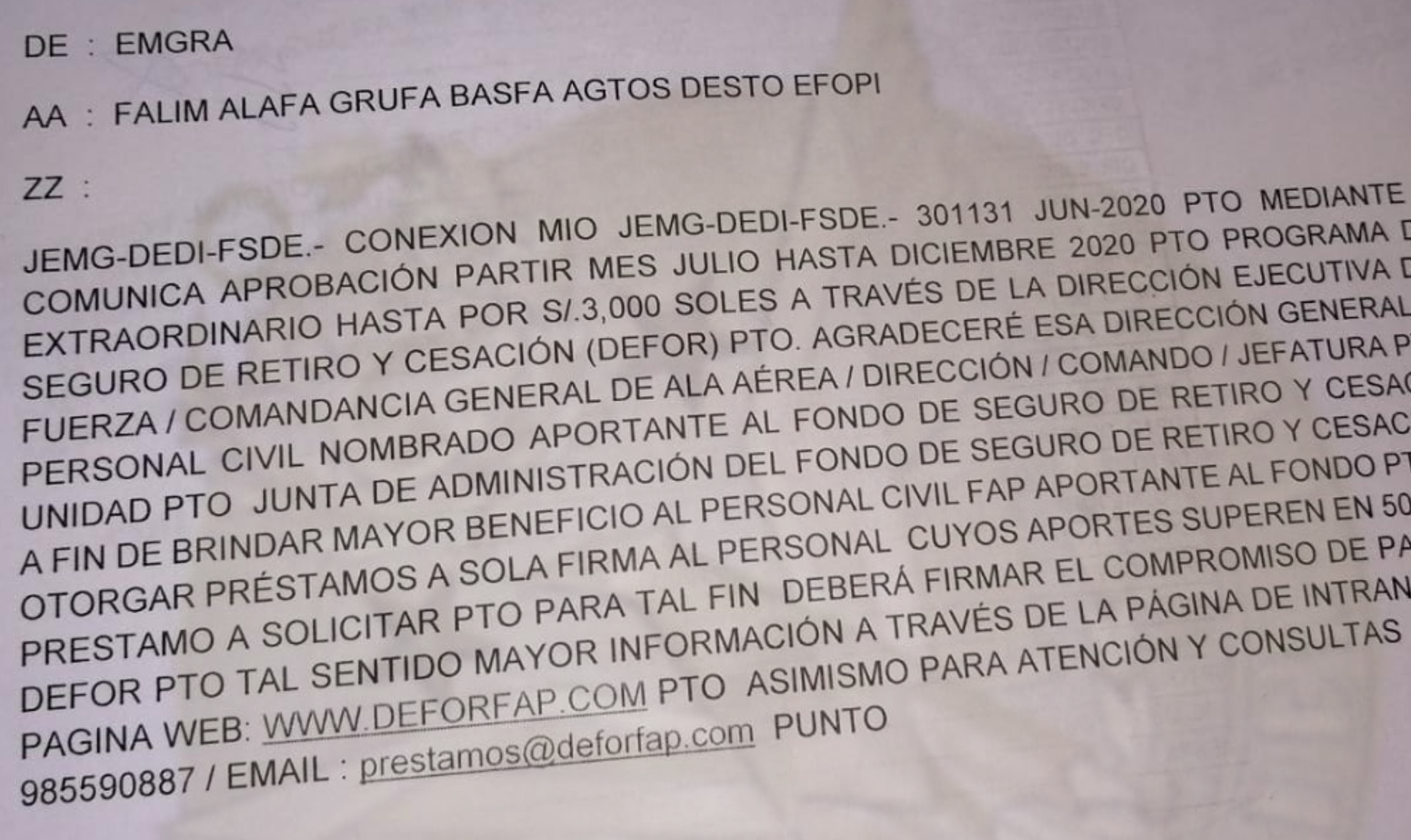 El Blog de Alicia : EMGRA FAP: PRESTAMOS DE 3 MIL SOLES A PERSONAL ...