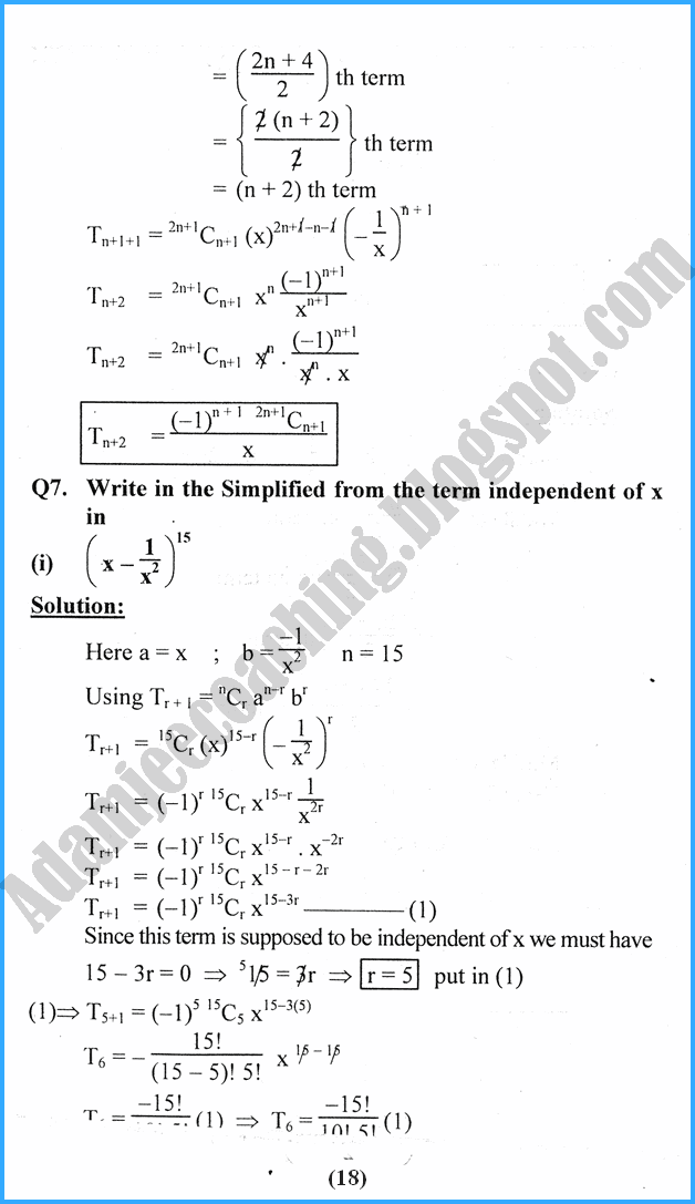 Adamjee Coaching Mathematical Induction And Binomial Theorem