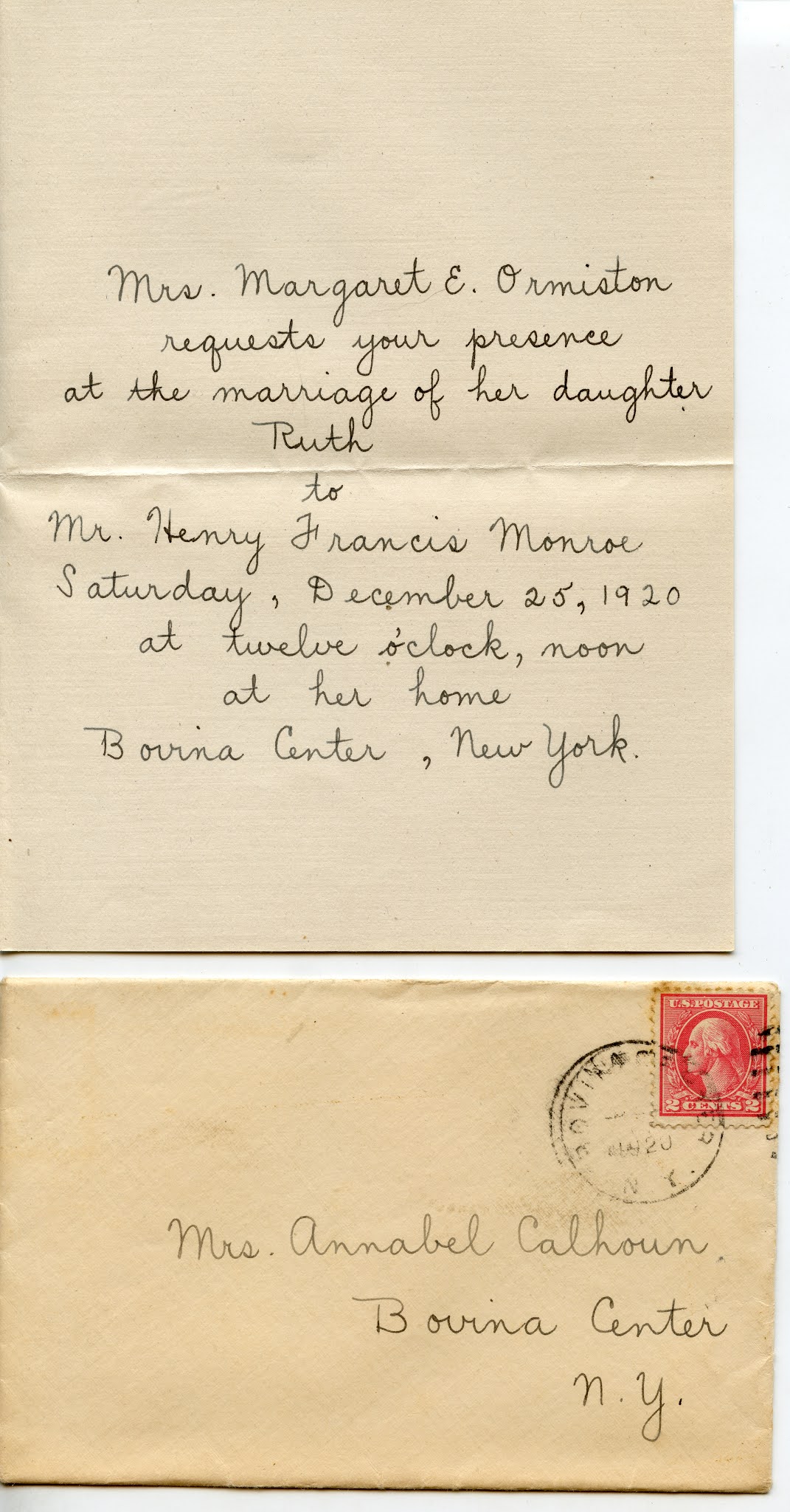 Bovina (NY) History: Henry and Ruth Monroe's Wedding Anniversary