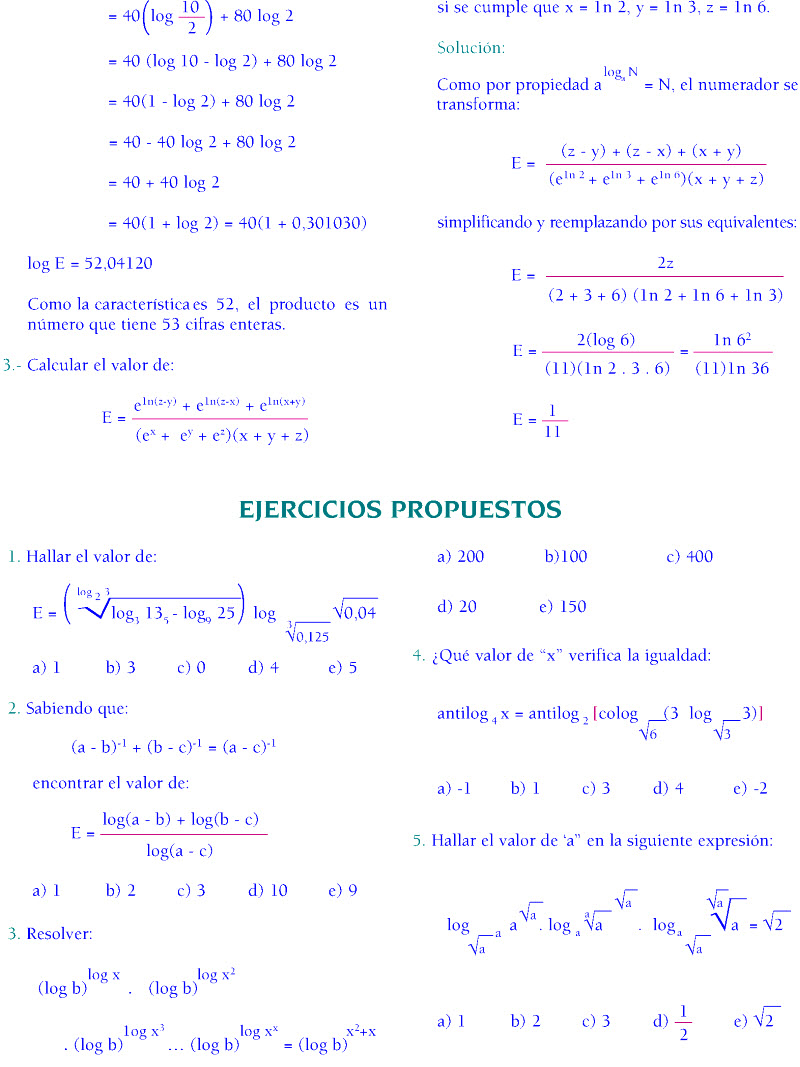 Logaritmos Fórmulas y Ejercicios Resueltos pdf