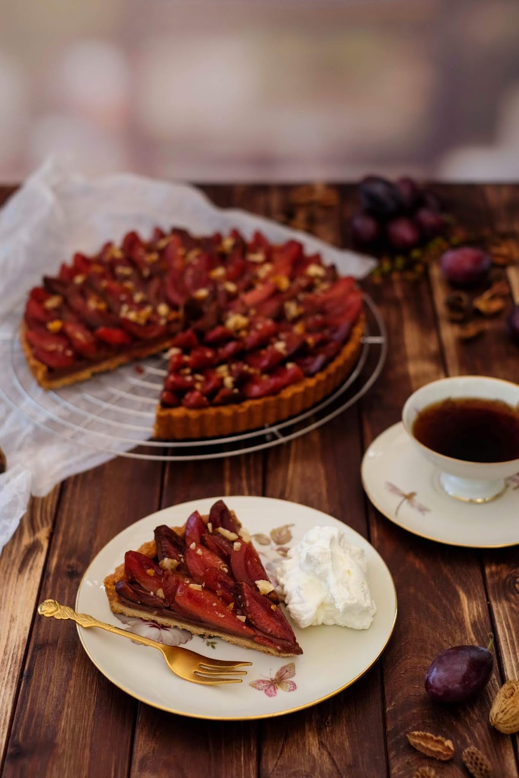 Portwein Pflaumen Tarte mit Nougat Pudding | Marion's Kaffeeklatsch