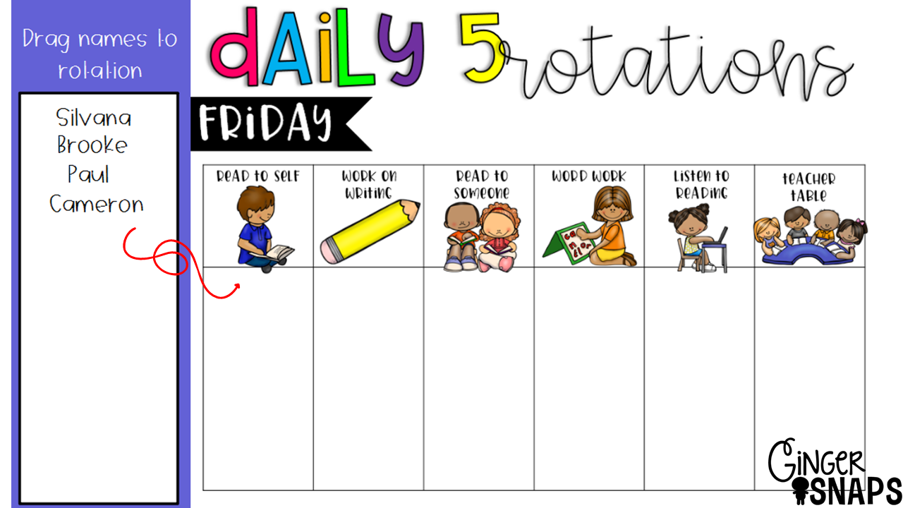 Ginger Snaps: Daily 5 Rotation Chart {Freebie}