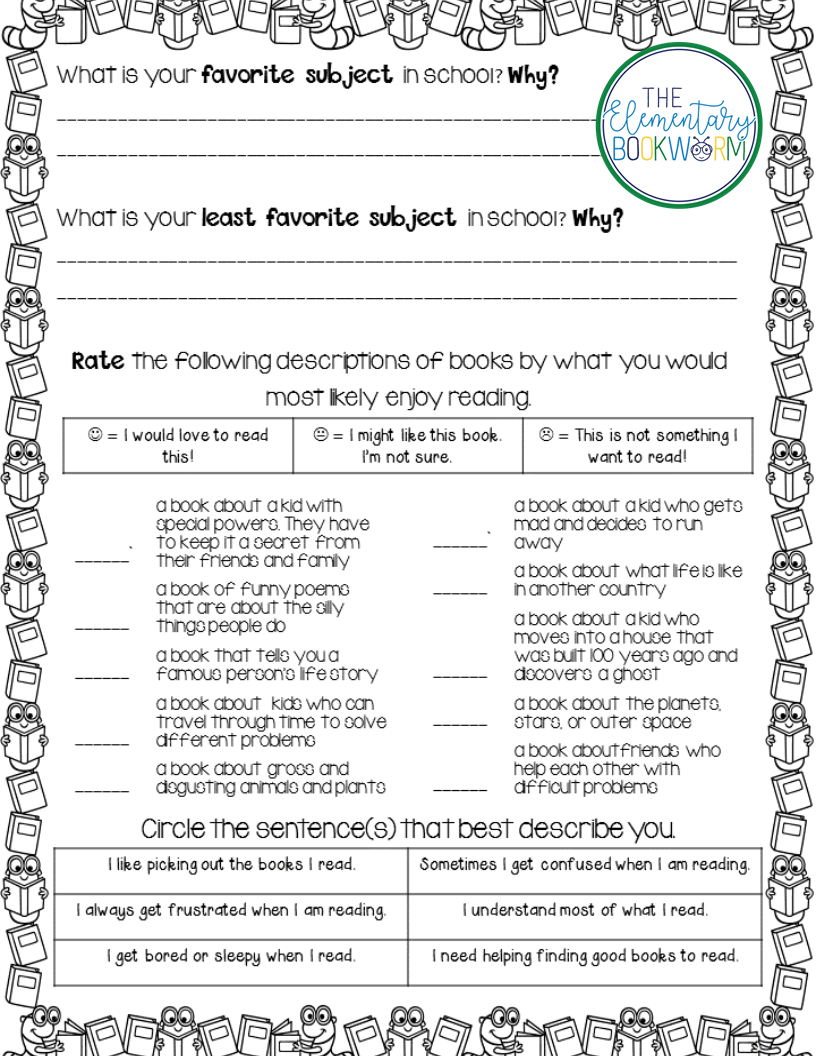 Back to School Reading Survey | Classroom Freebies | Bloglovin’