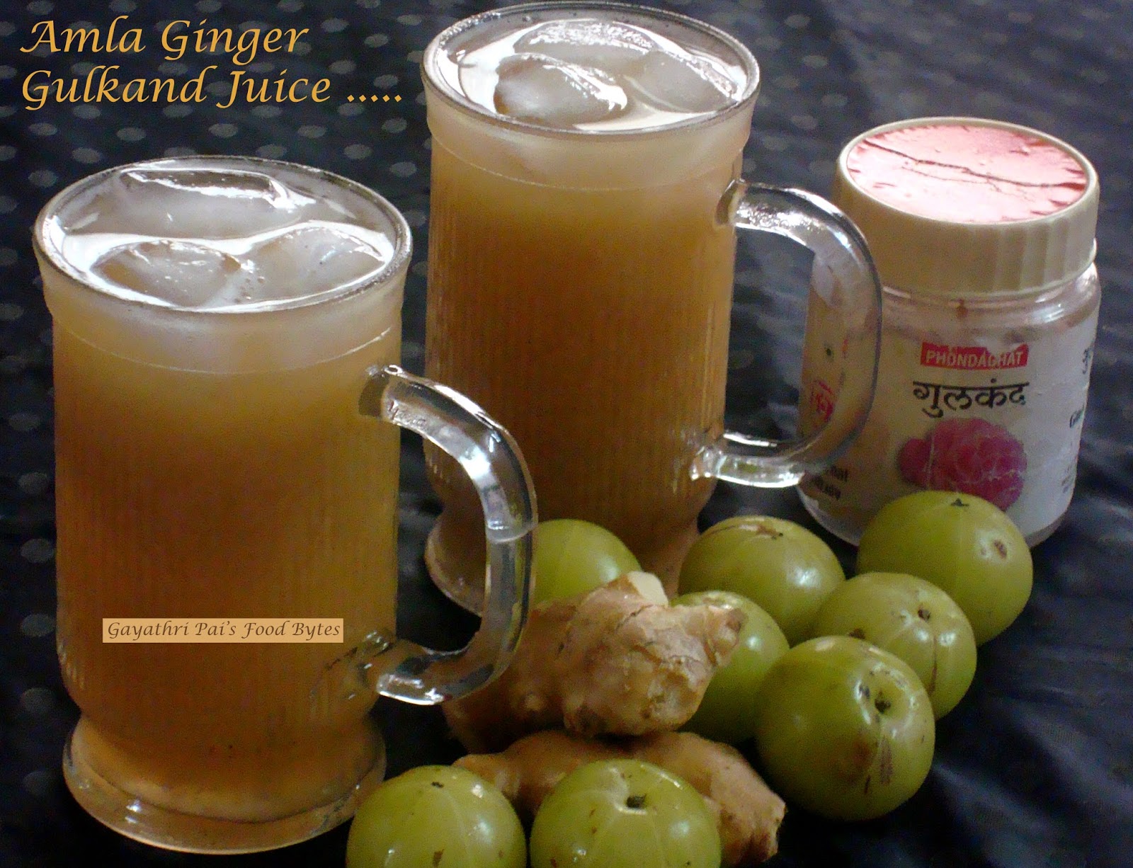 Gayathri Pai's Food Bytes: Amla Ginger Gulkand Panak/Spiced Juice.