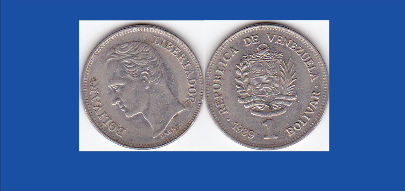 Monedas del Mundo: moneda un(1) bolivar de venezuela de 1989