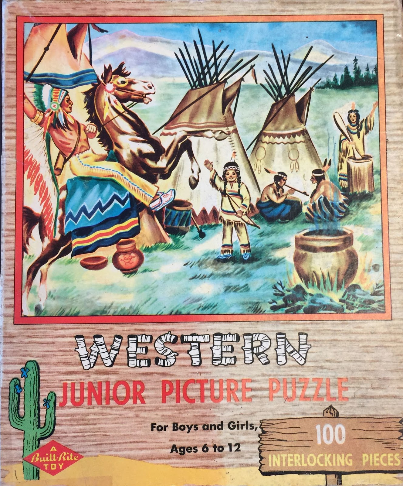 the sphinx: Built-Rite "Western Junior Picture Puzzle" #100 (1950's)
