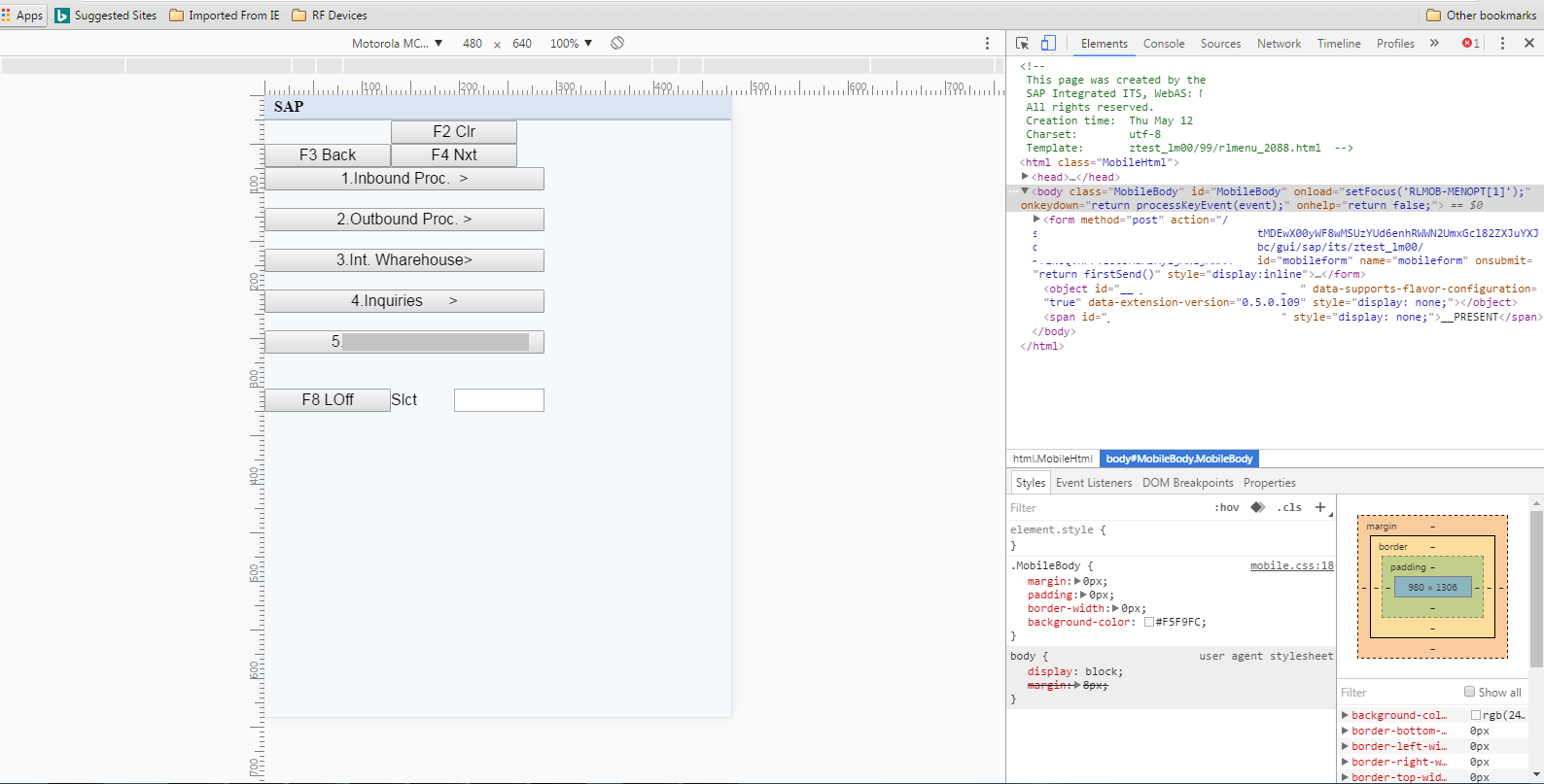 SAP ABAP Central: Simulation of ITSMobile Applications from Chrome browser