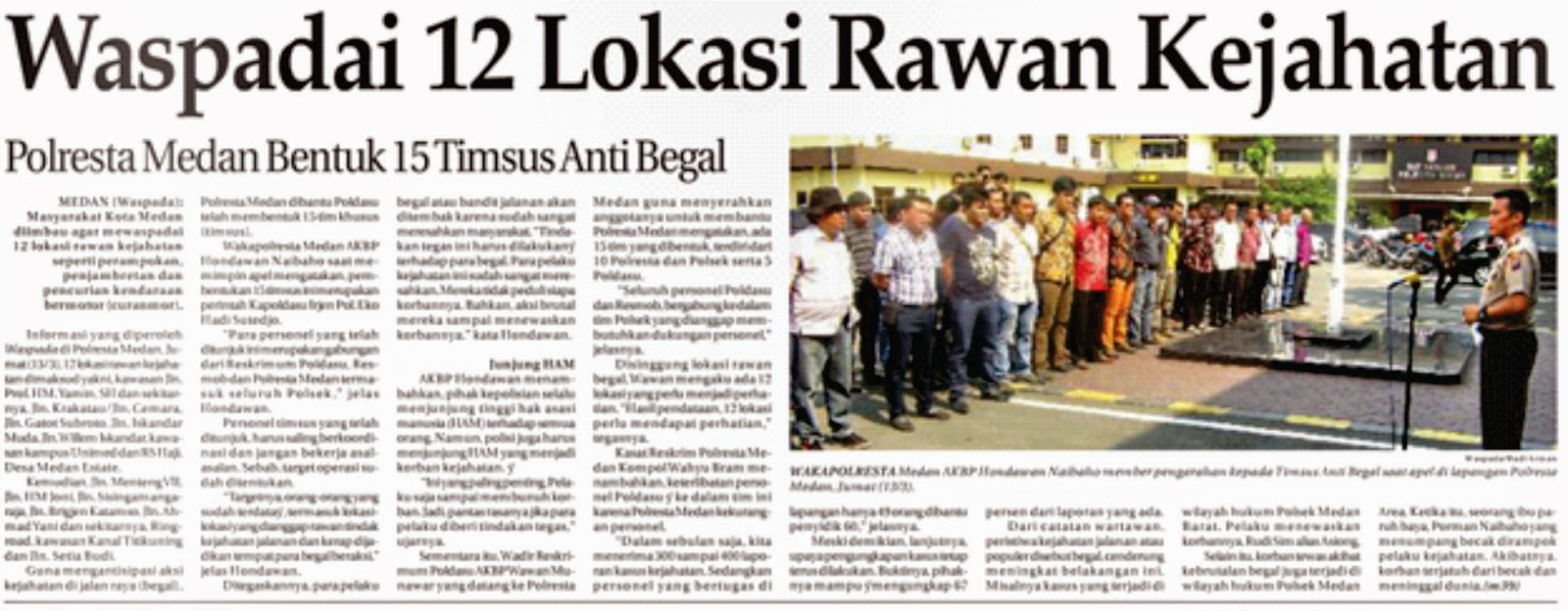 12 Lokasi Rawan Begal di Medan - Ruang Pikir & Rasa