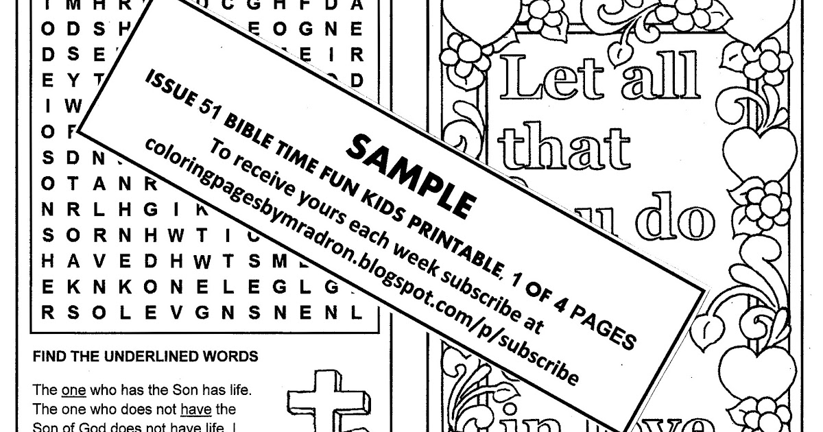 Coloring Pages for Kids by Mr. Adron: Kid's Bible Printable Pages With ...