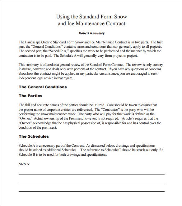 Sample Snow Plowing Contracts - Collage Template