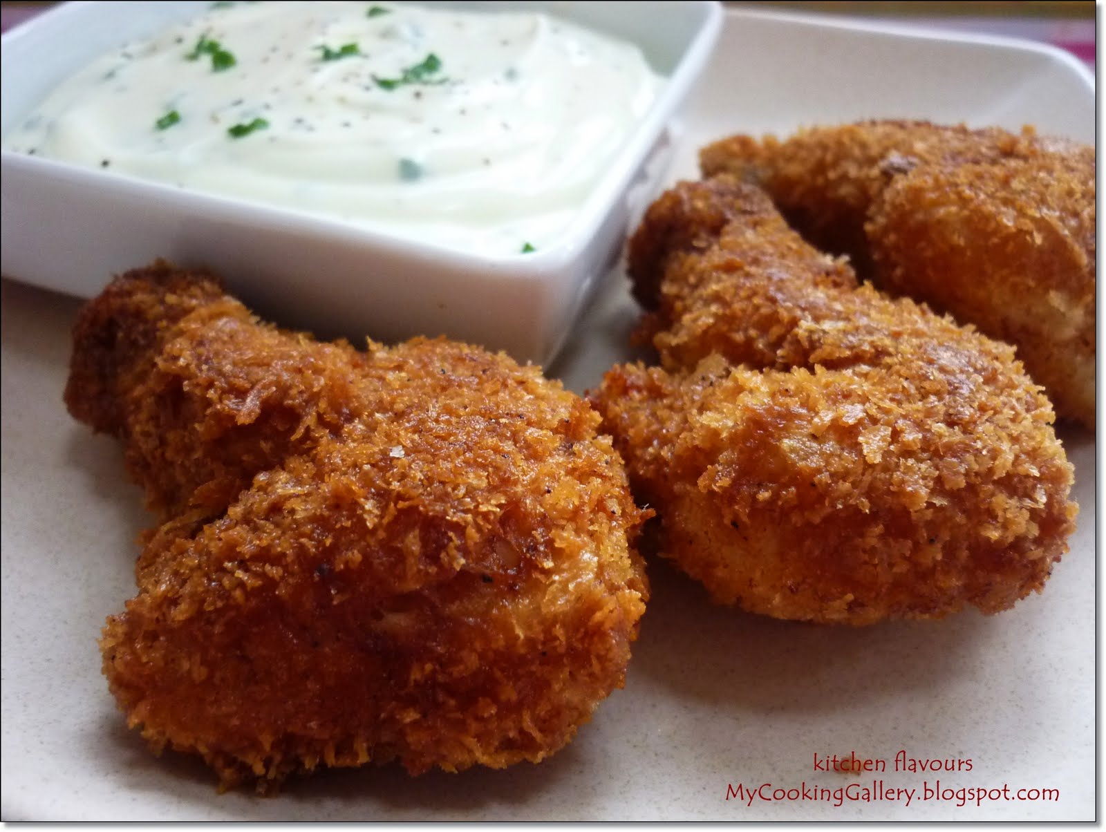 kitchen flavours: Fried Chicken Drummettes with Mayonnaise Chives Dip ...