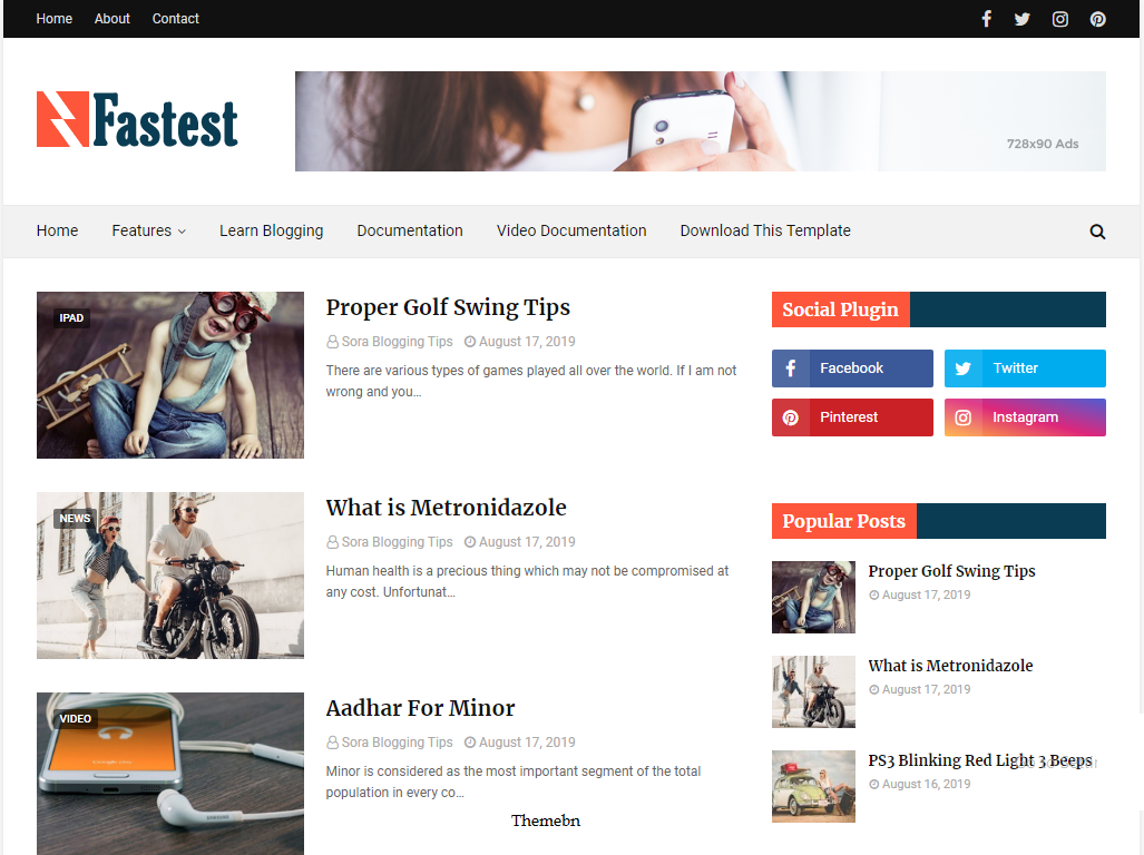 Fastest Fast Blogger Template Premium - Nguyễn Đức Thịnh