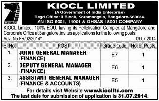 KIOCL Recruitments July 2014 Kudremukh Iron Ore Company Ltd (KIOCL ...