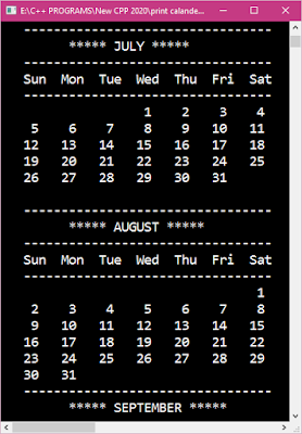 Print calendar for a given year in C and C++