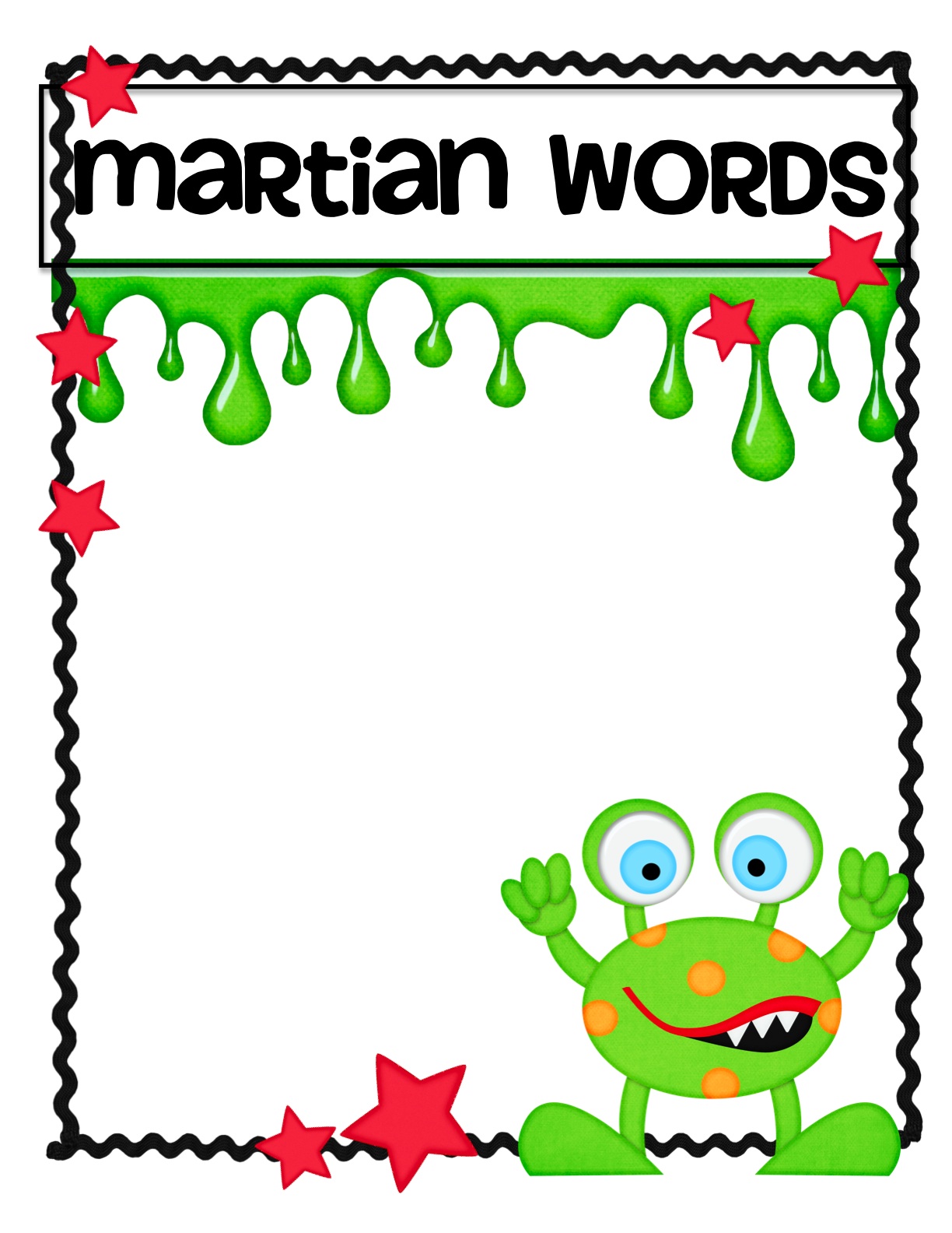 The Creative Chalkboard: Day 6 {Freebie} Martian Words Anchor Chart