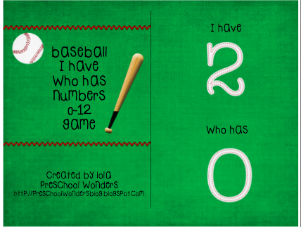 Preschool Wonders: Baseball Freebie!