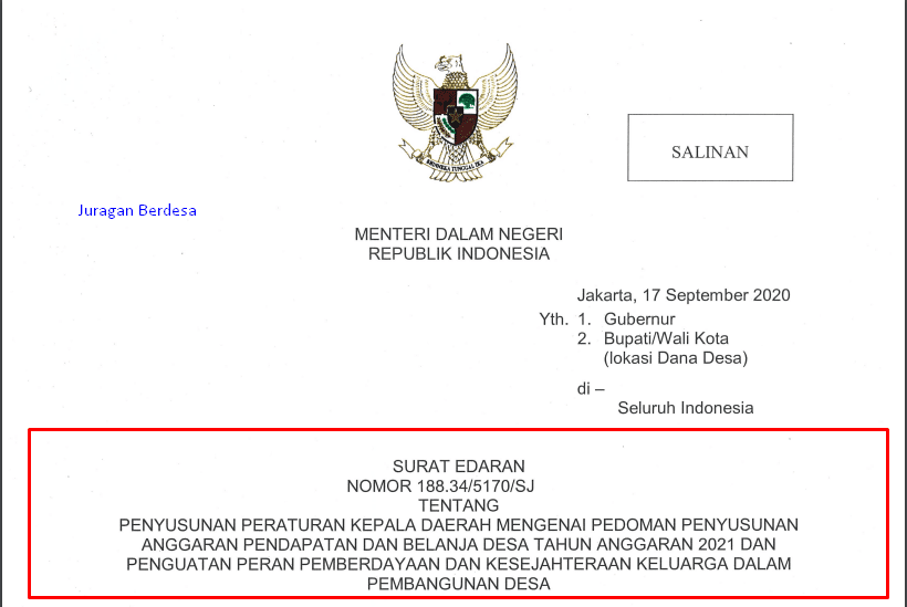 Surat Edaran Mendagri Tentang Penyusunan Peraturan Kepala Daerah Mengenai Pedoman Penyusunan ...