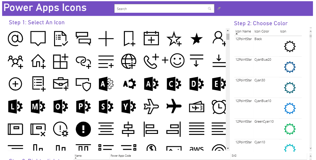 Power Apps: Kho 2000 icons sử dụng để nhúng vào váo power apps