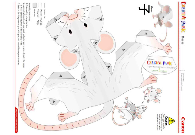 Ratón en 3D recortable para armar - Blog de imágenes