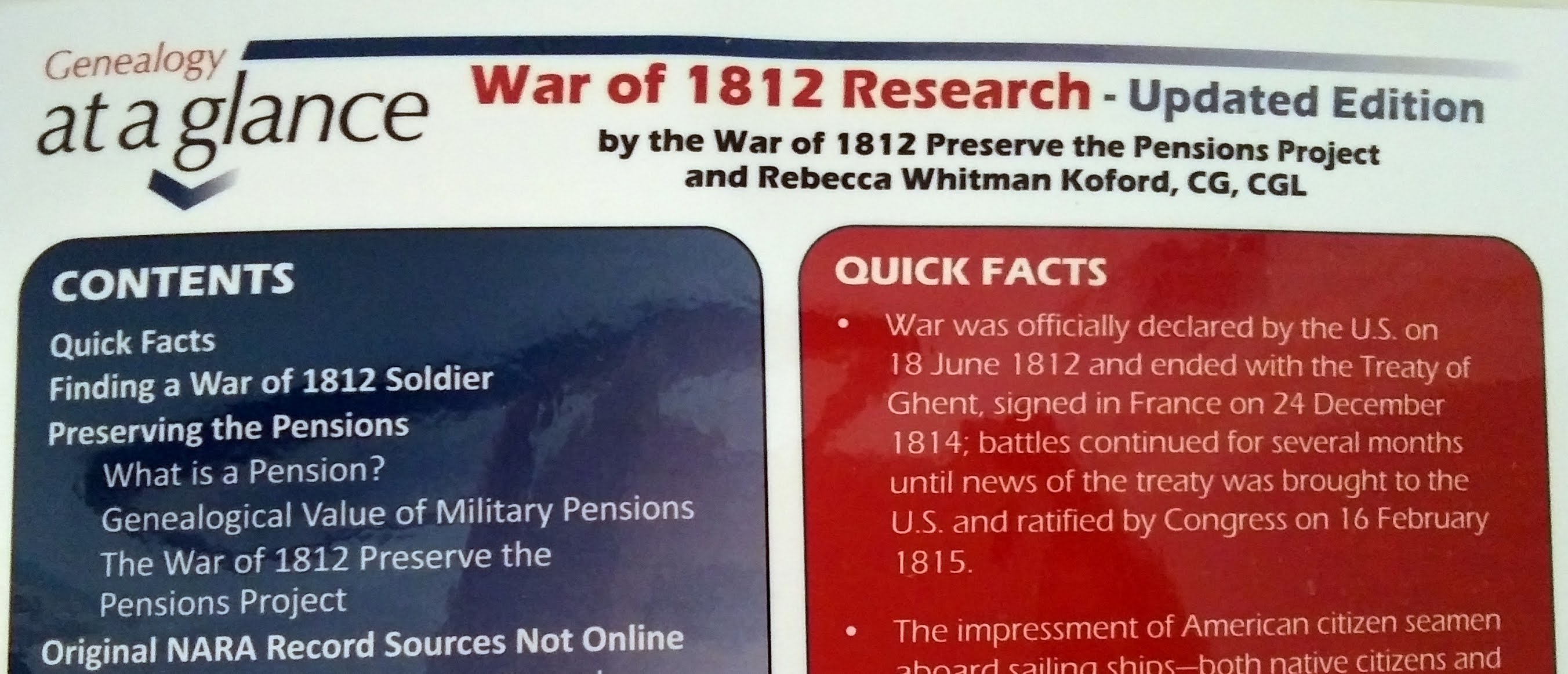 Climbing My Family Tree: Review of "Genealogy At a Glance: War of 1812 ...