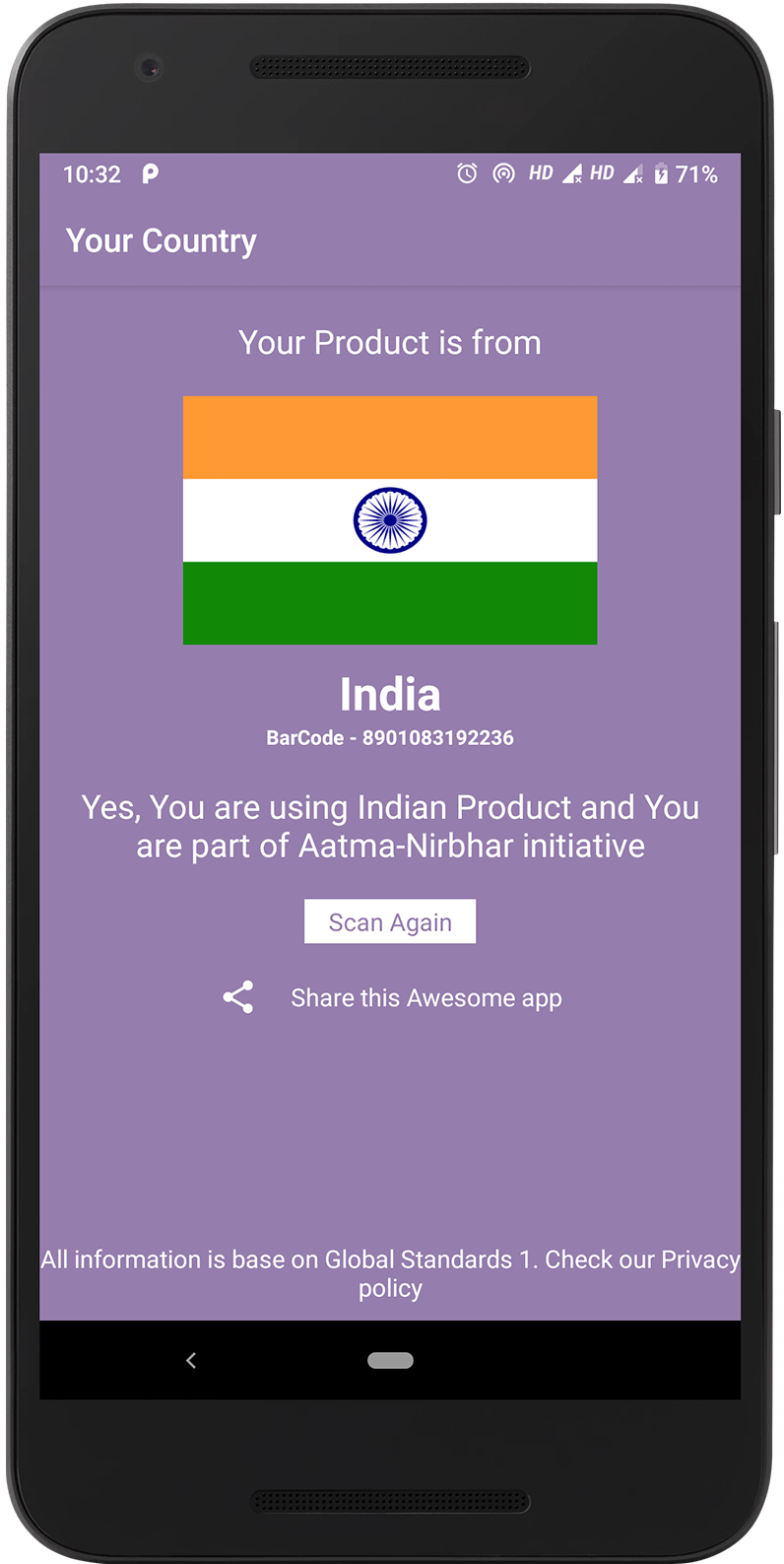 Check Product Country - Made In India (barcode scaning)