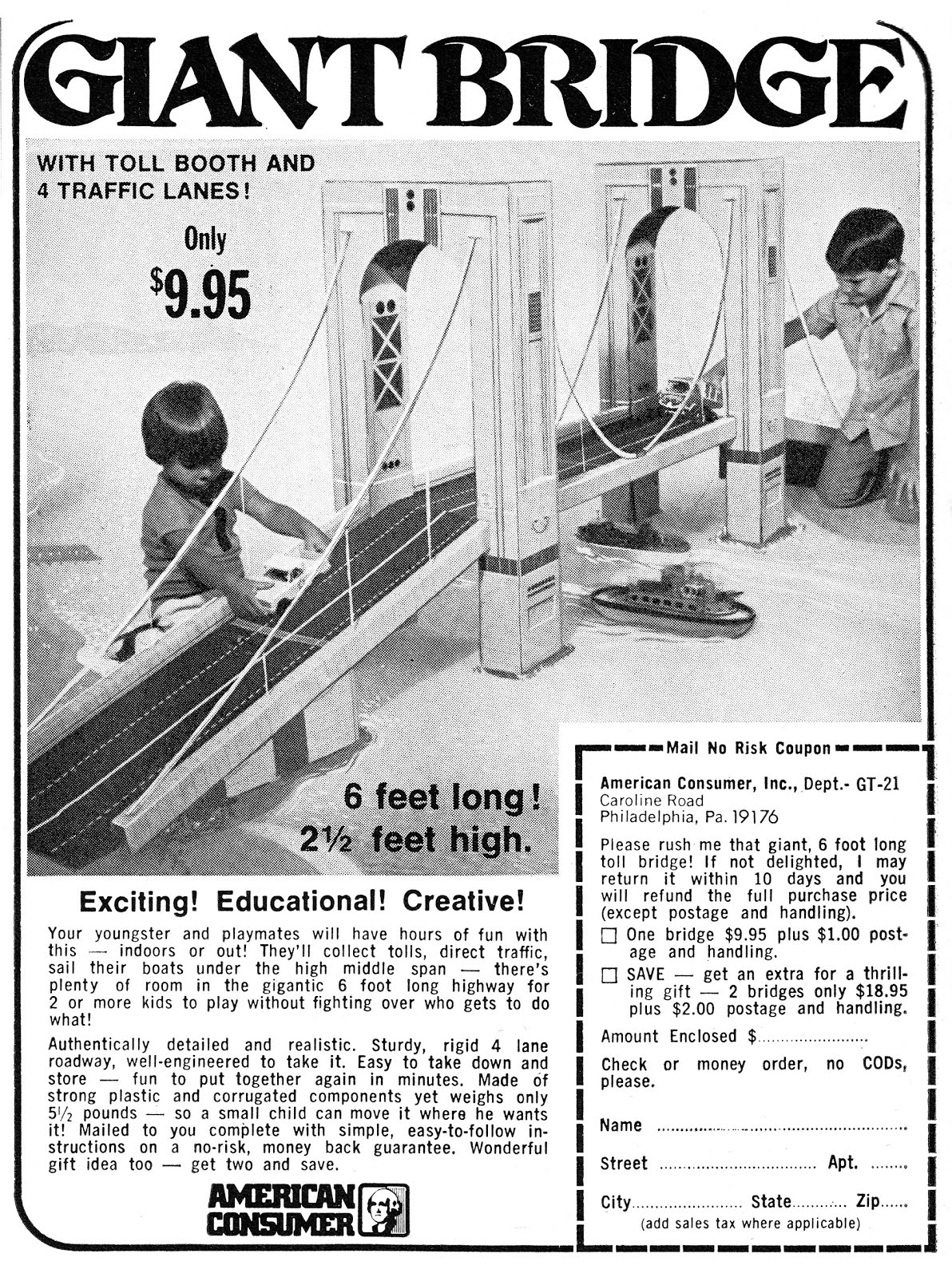 Progress is fine, but it's gone on for too long.: Giant Bridge toy, 1974