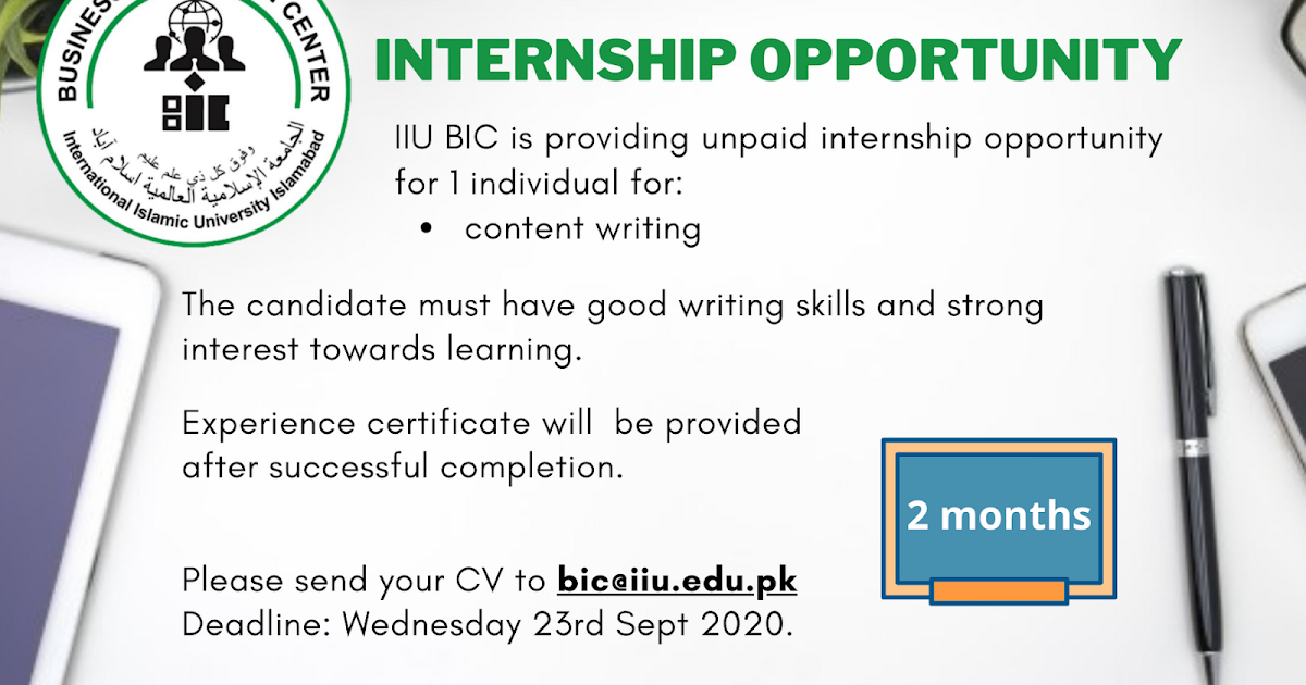 Internship Opportunity for Content Writer - IIUI Alumni Office