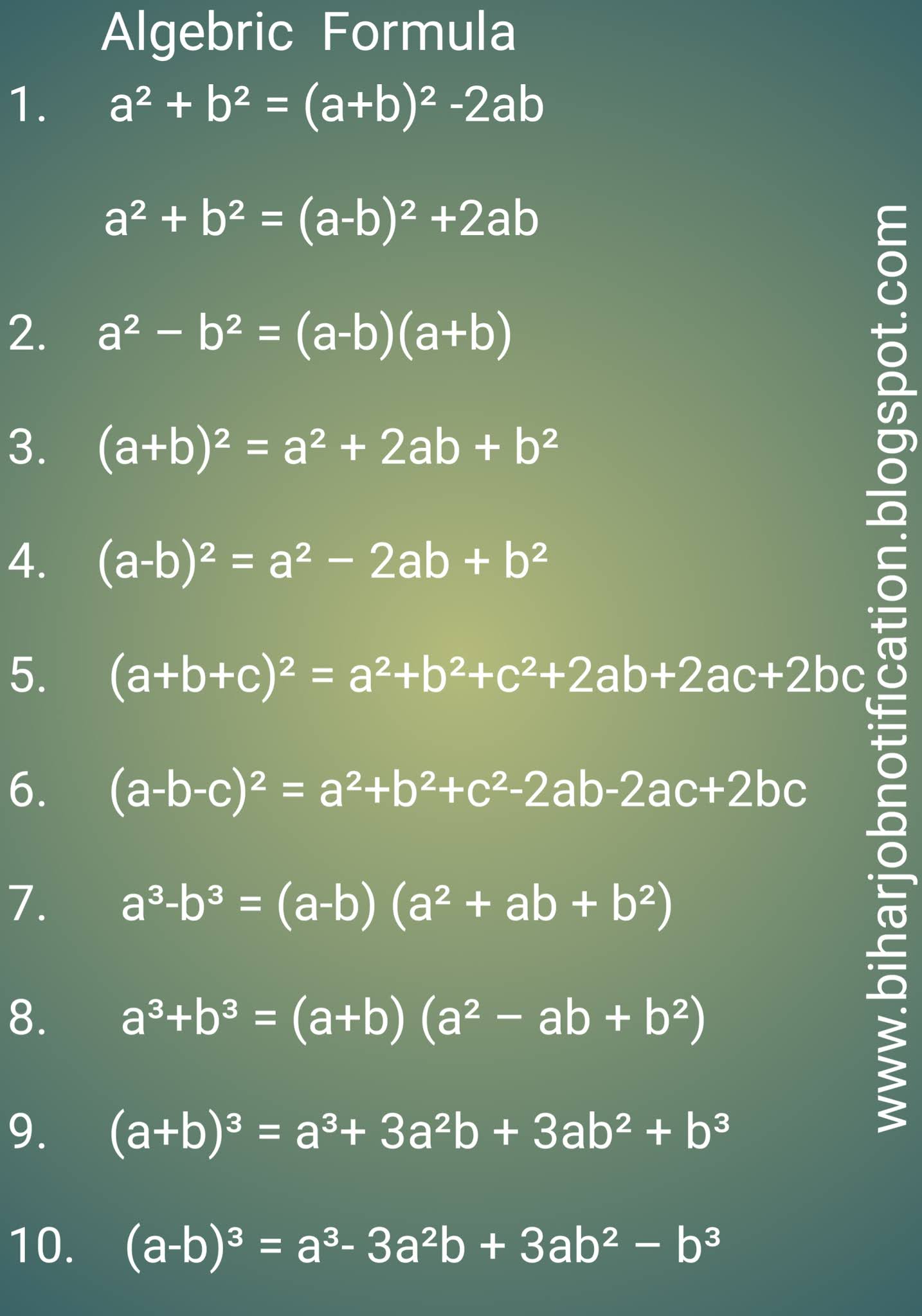Important algebraic formula for all students