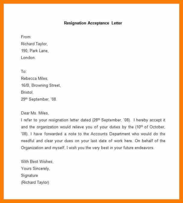 Letter Of Resignation Retail - Formal Letters