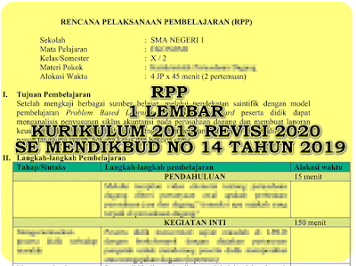 RPP SMA MA 1 Lembar Kurikulum 2013 Revisi 2020 - Informasi Guru Kelas