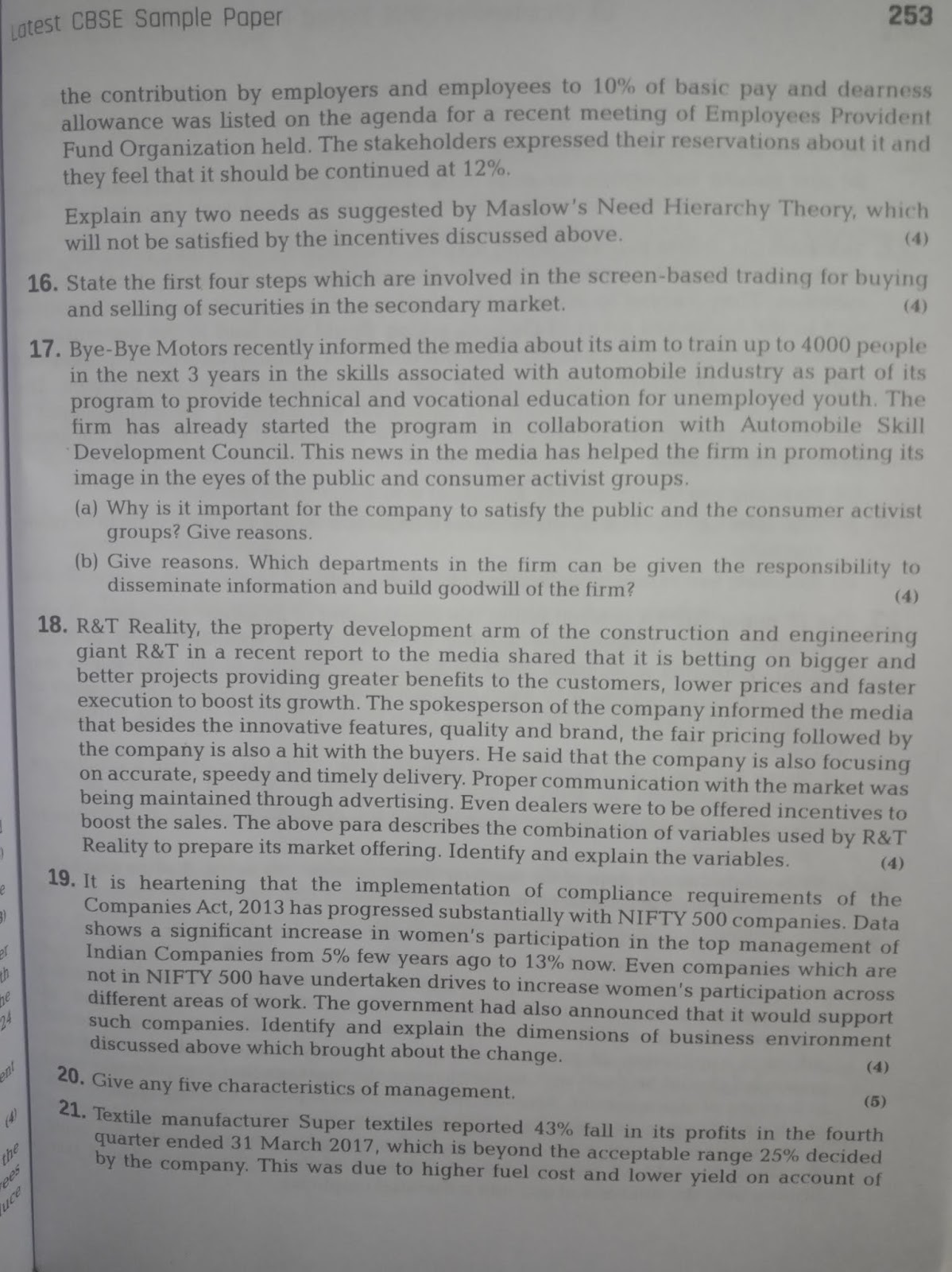 BST SAMPLE PAPER FOR CLASS 12 - FREE CONTENT