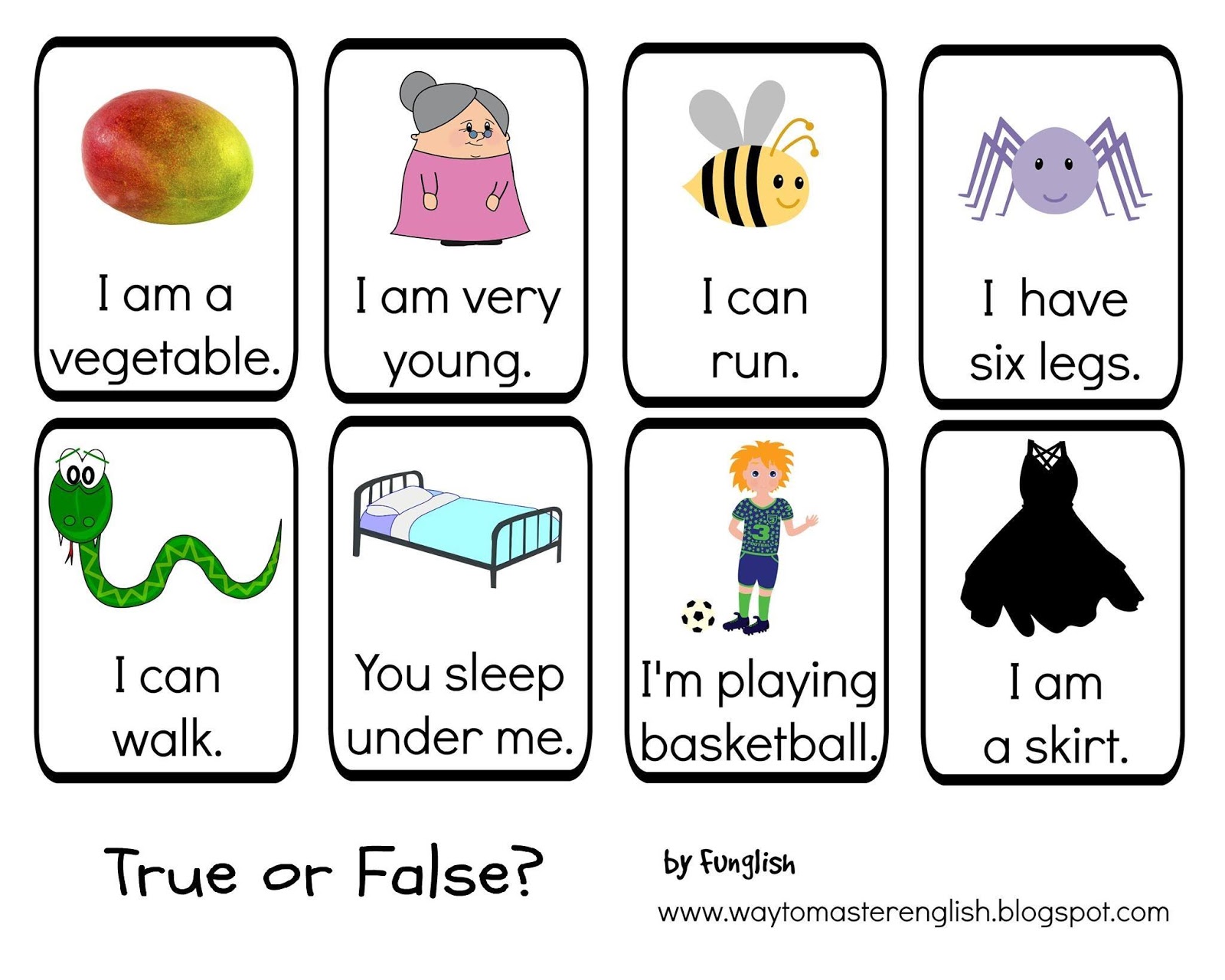 True or False? – cards | Funglish