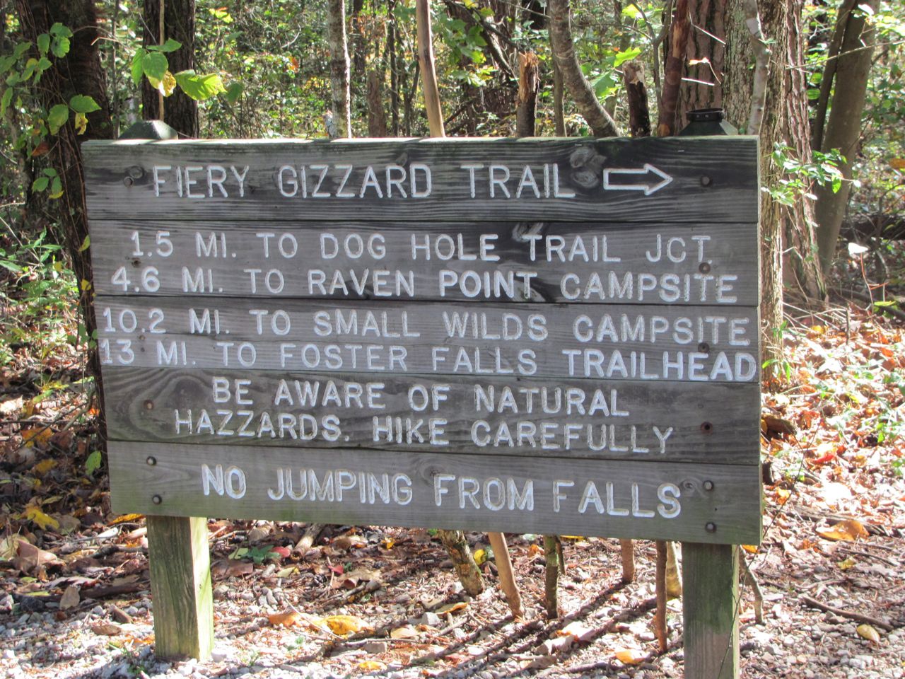 Blue Roads to Hiking Trails: Fiery Gizzard Trail