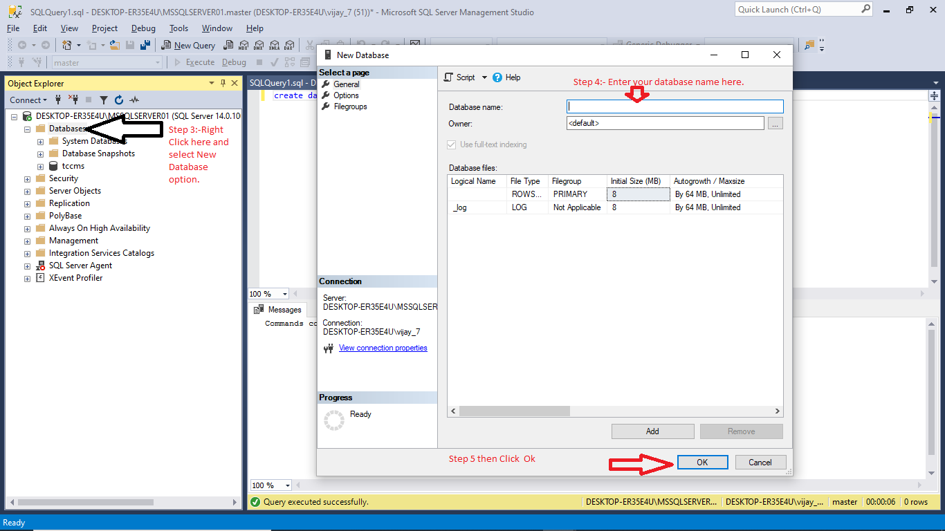 How To Create Database In Sql Server