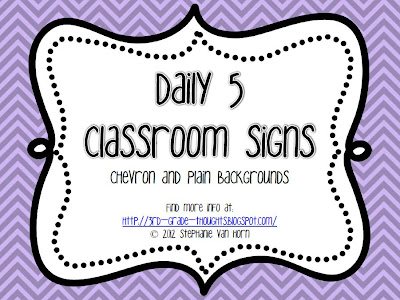 Daily 5 Posters with Chevron Backgrounds | 3rd Grade Thoughts