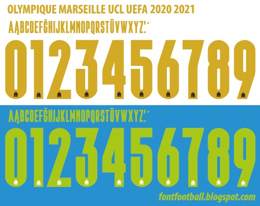 FONT FOOTBALL: Font Vector Olympique Marseille UCL UEFA 2020 2021 kit