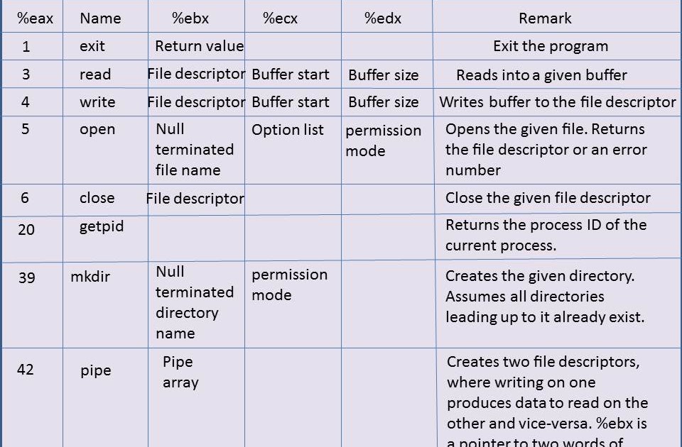 Assembly system calls