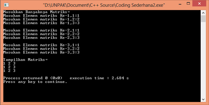 Contoh Program C++ Array Dimensi 2