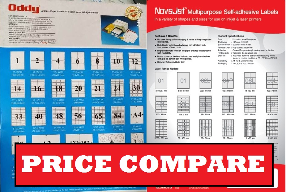 Compare Price A4 Sheet Self Adhesive Label Oddy Novajet VCR Desmat ...