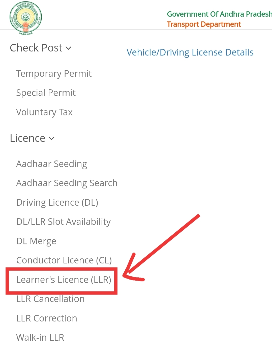 How to apply Learner's licence (LLR) in AP