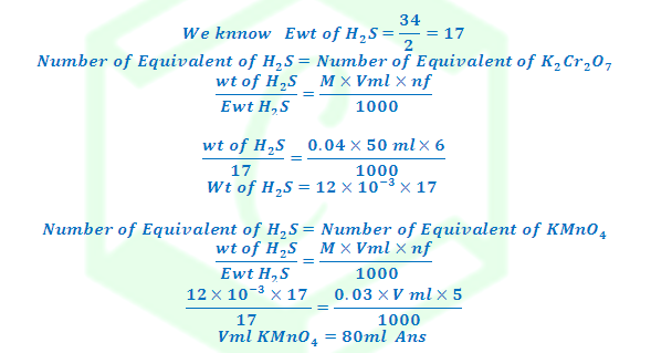 Welcome To Chem 50 Cm3 Of 0 04 M K2cr2o7 In Acidic