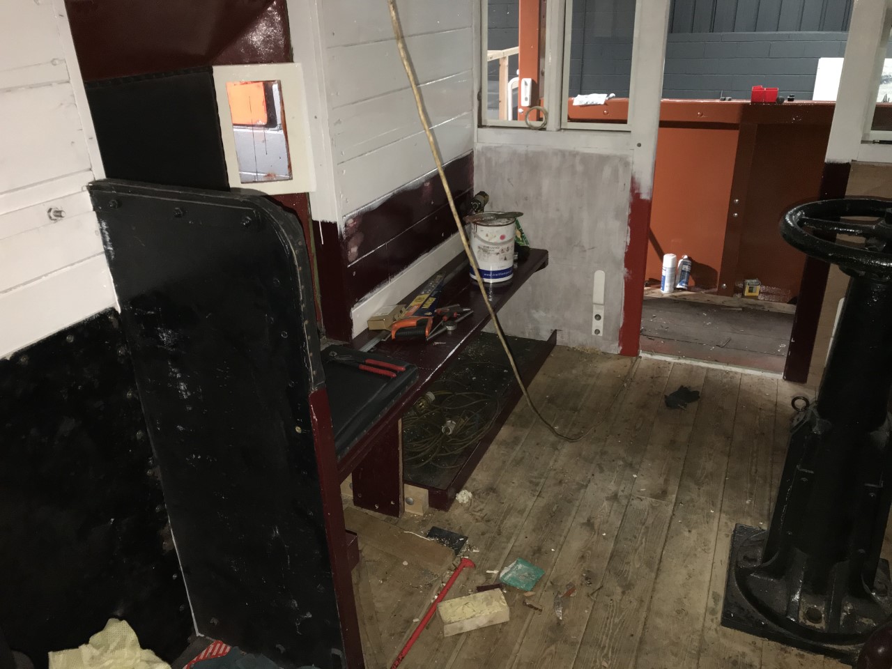 North Tyneside Steam Railway: Brake van interior work