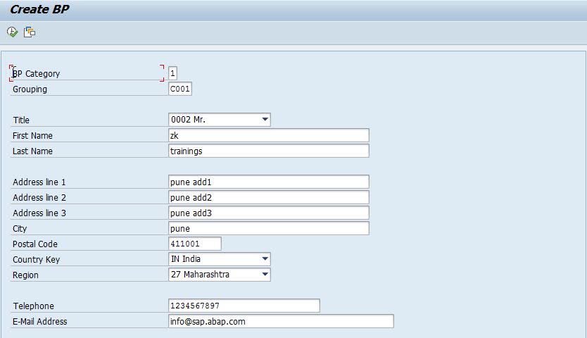 Abap Code For Sap S4hana Bp Business Partner Creation