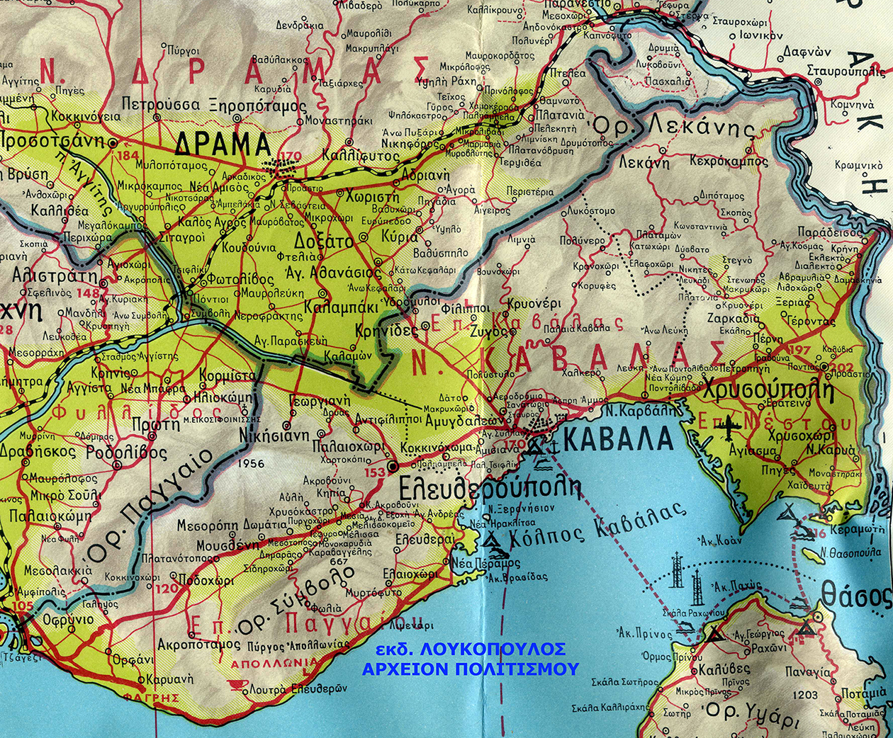 Μορφολογικός χάρτης του νομού Καβάλας | ΑΡΧΕΙΟΝ ΠΟΛΙΤΙΣΜΟΥ