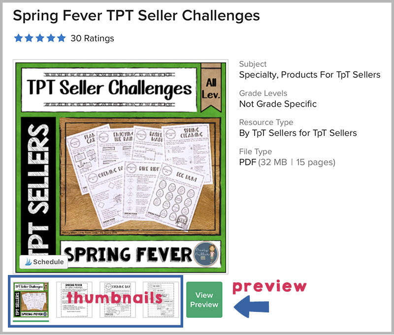 Thumbnails and Previews | TPT Seller Tips and Advice